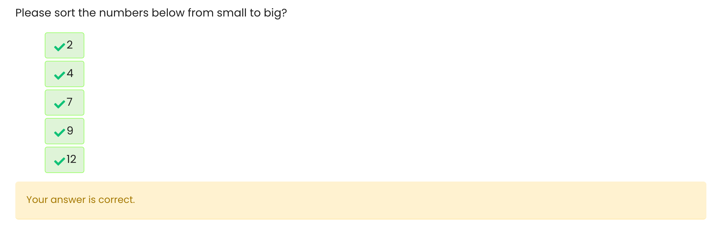 Ordering question type - Knowledge Base