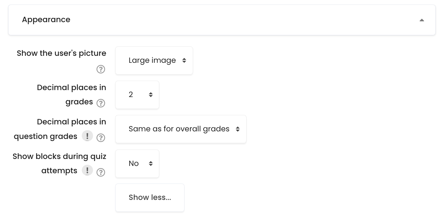 Quiz settings overview - Knowledge Base