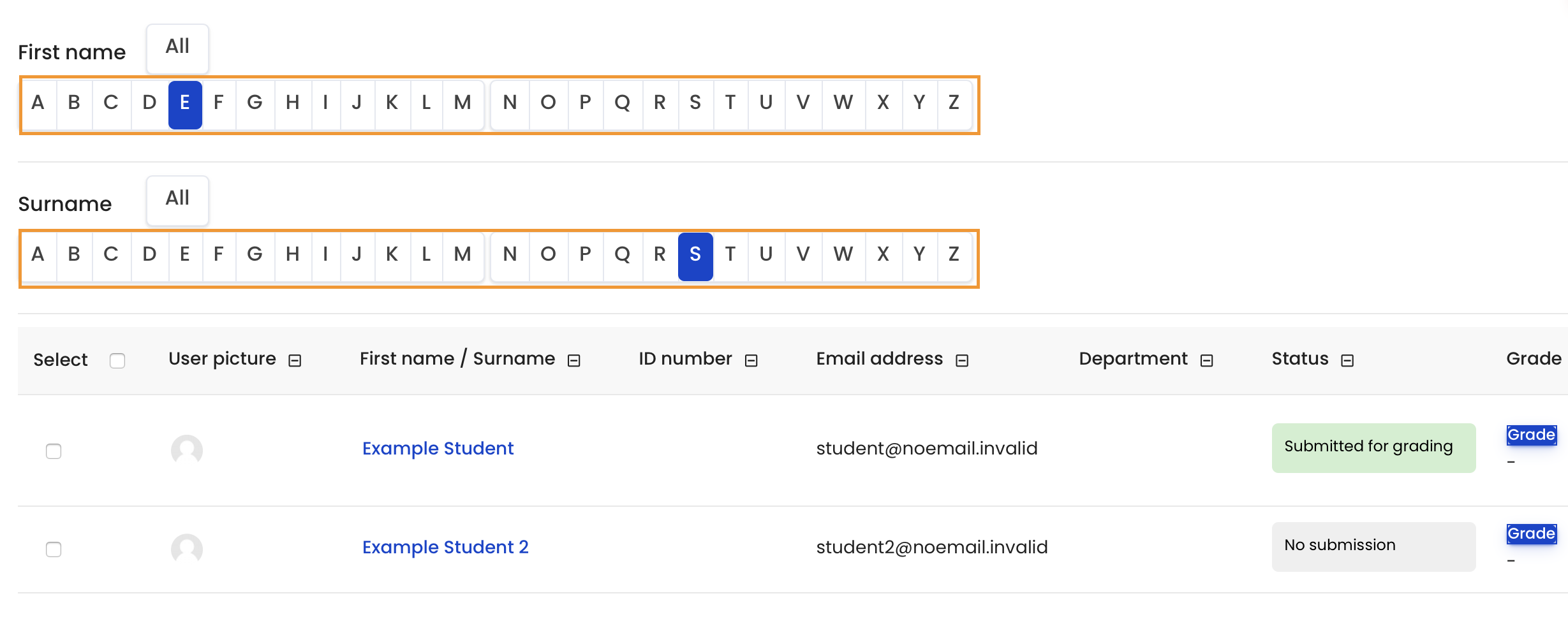Filtering student submissions - Knowledge Base