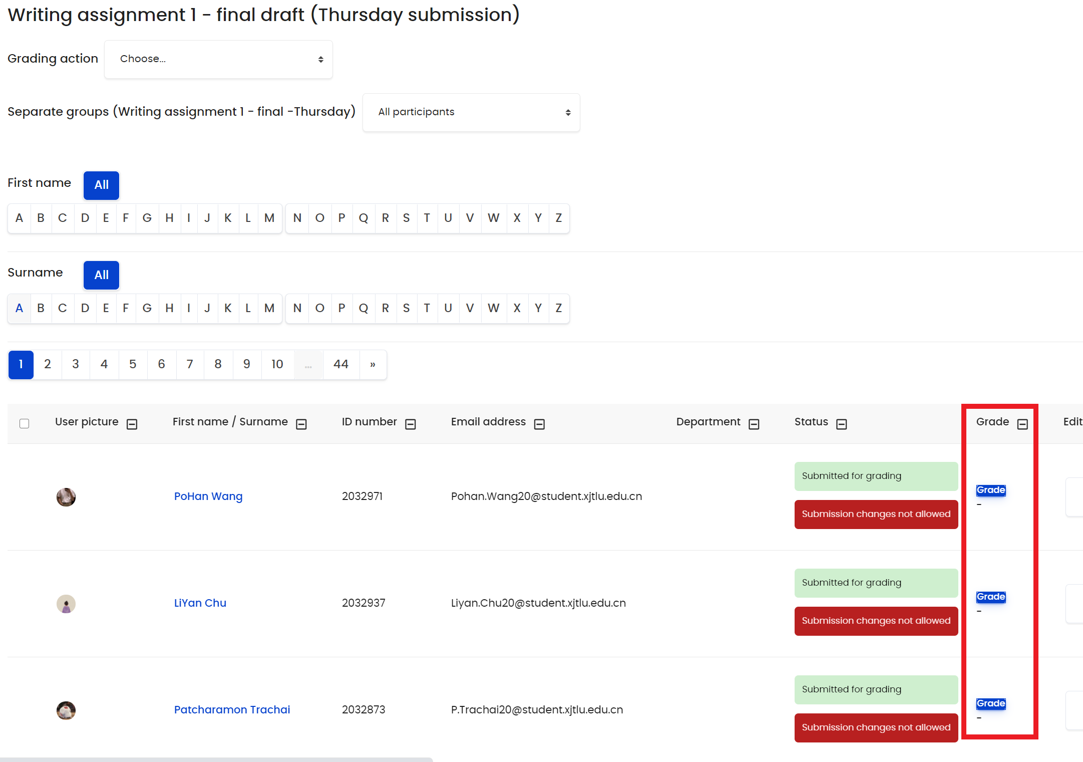 Viewing student submissions - Knowledge Base